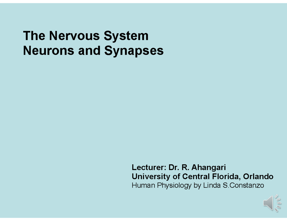 Human Physiology - Lecture Notes on Nervous System (HUM 101) - Studocu