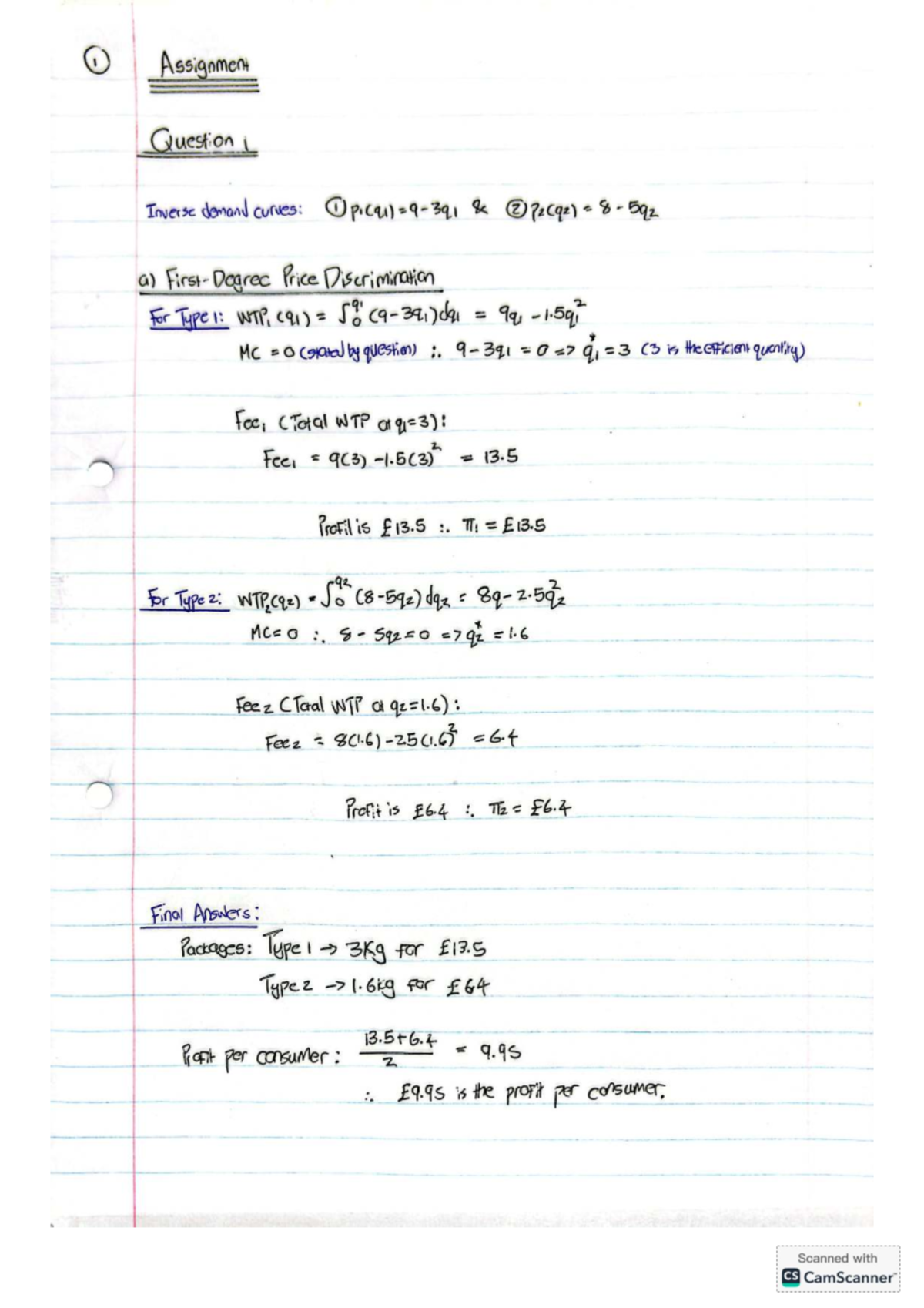 Full Assignment - Price Discrimination and Game Theory Analysis - Studocu