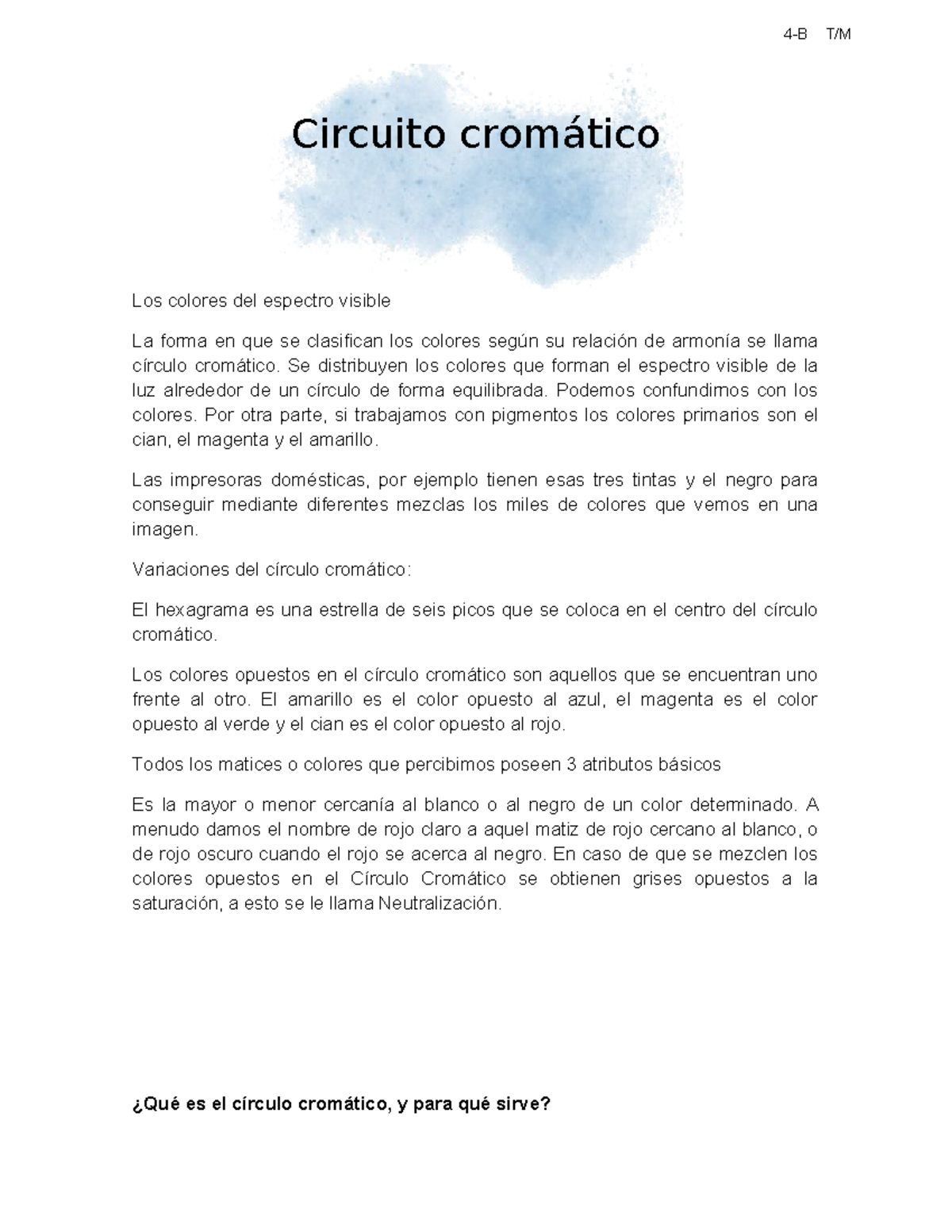 U1 Act1.5 Círculo Cromático y sus Variaciones en el Espectro - Studocu