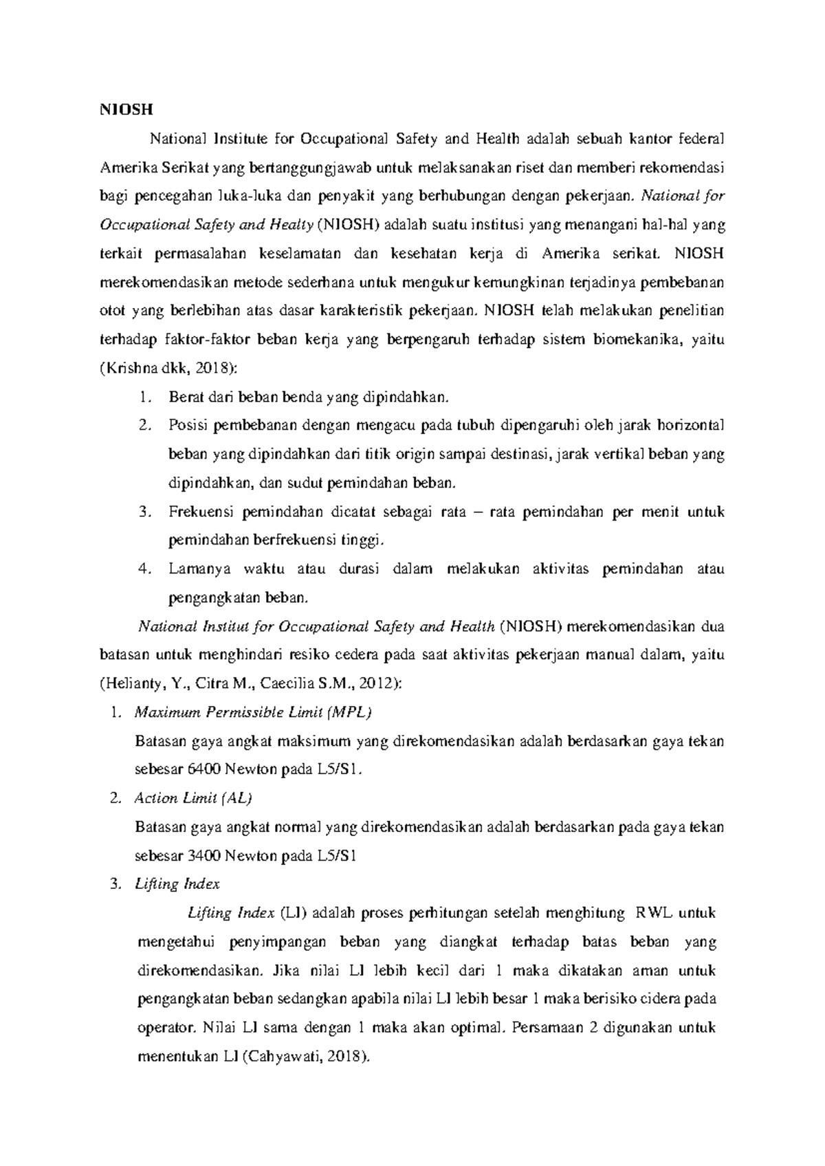 Modul RWL dan NIOSH: Panduan Batas Beban Angkat Aman di Tempat Kerja ...