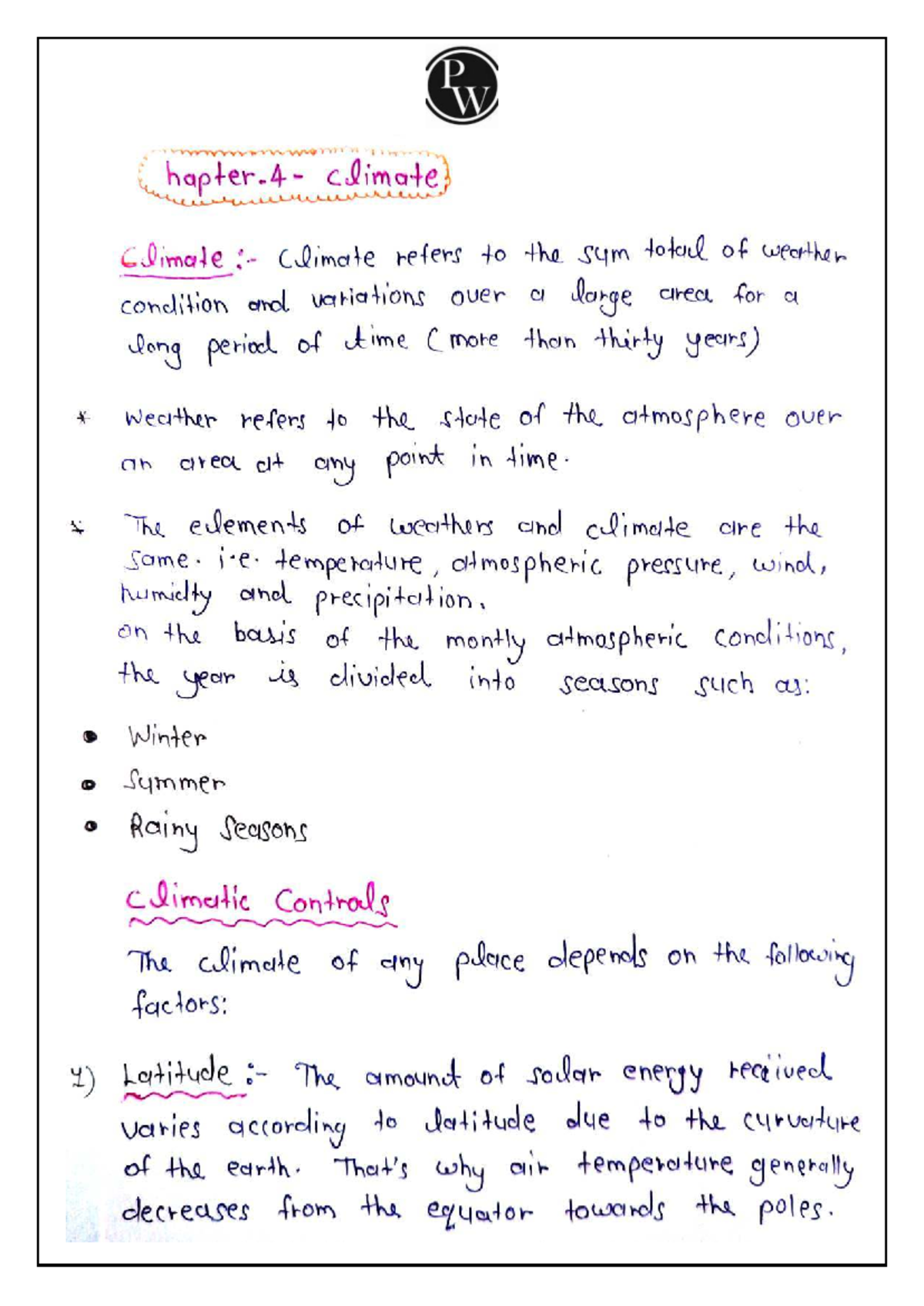 Climate Factors and Indian Monsoon - P W Lecture Notes - Studocu