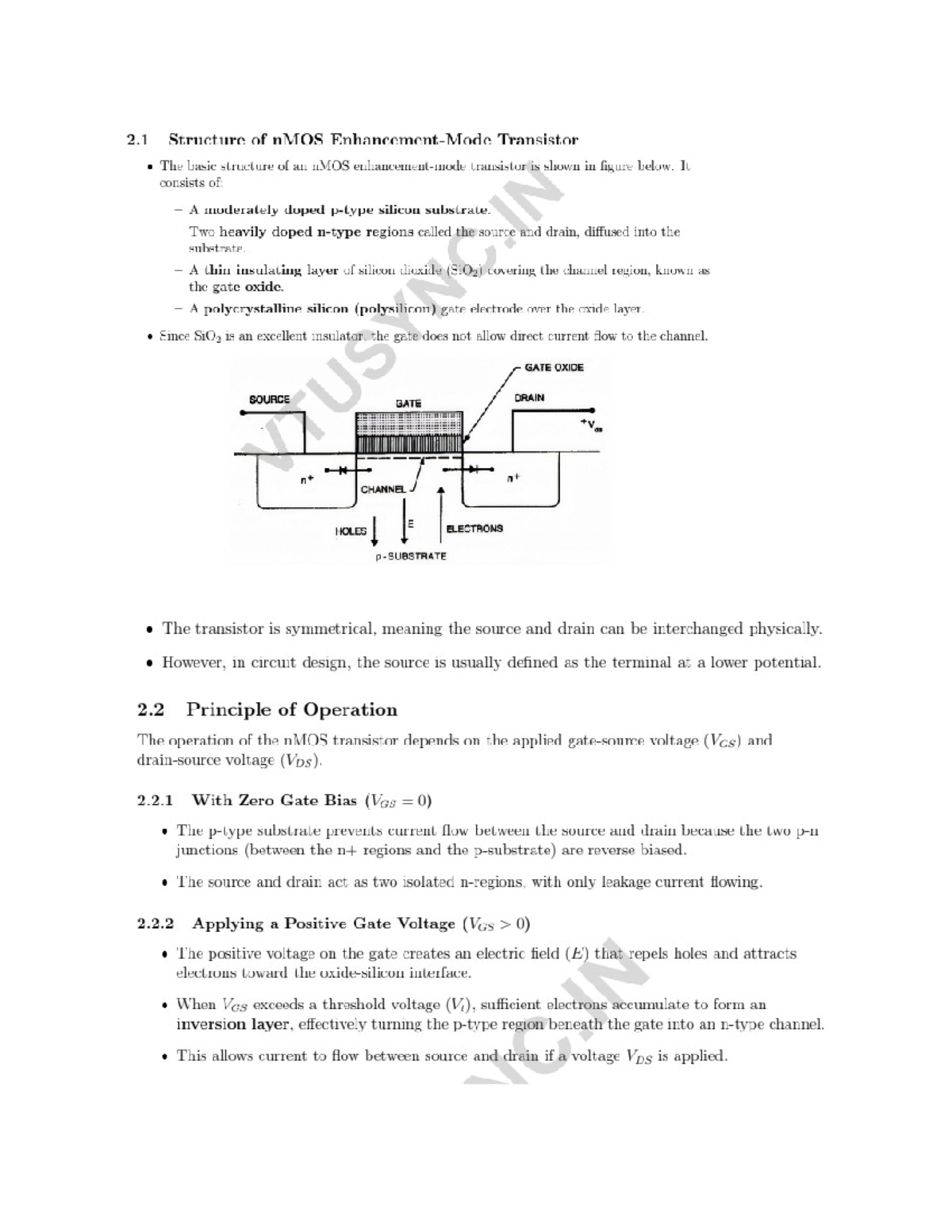 VLSI Design: nMOS Transistor Structure and Operation Notes - Studocu