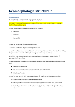 Cours entier géomorphologie - Introduction : Qu’est-ce que la ...