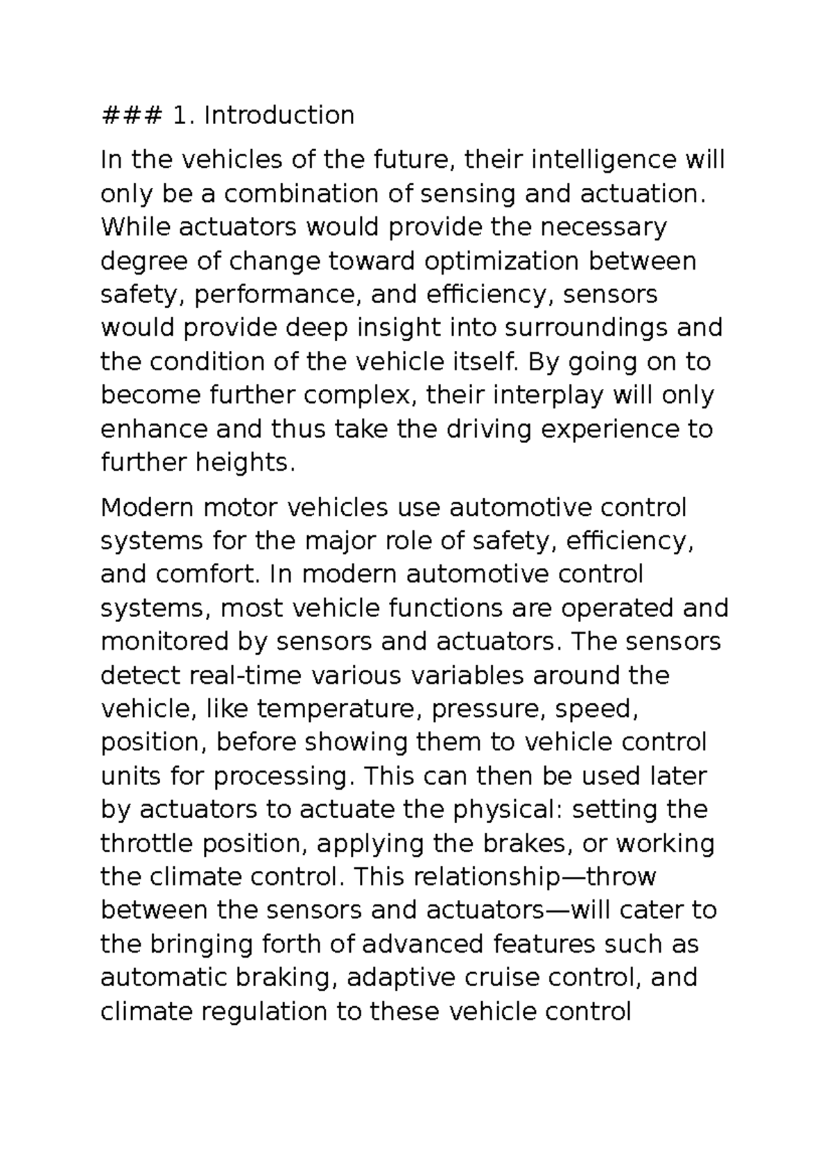 Vehicle Functions and Their Intelligent Sensing: A Study Guide - Studocu