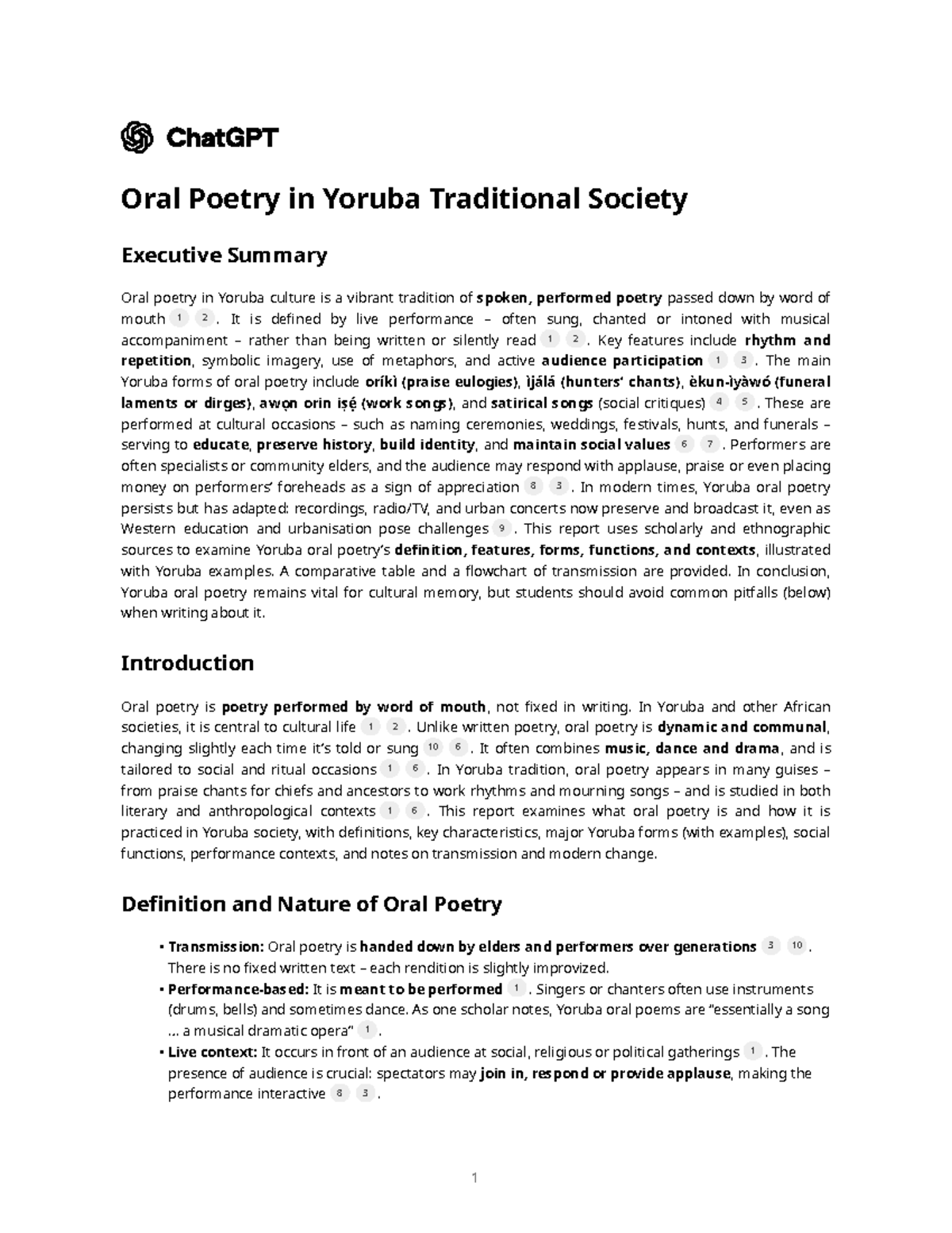 Yoruba Oral Poetry: Tradition, Forms, and Cultural Significance - Studocu