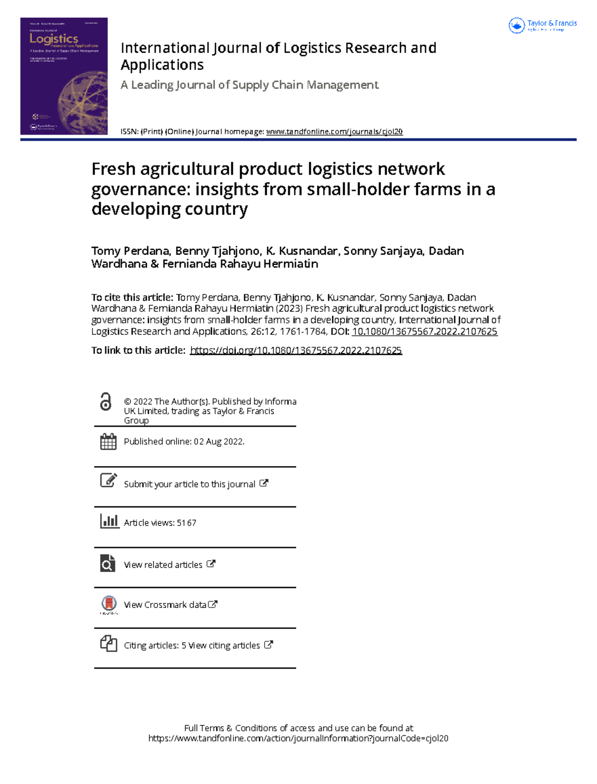 Fresh agricultural product logistics network governance insights from ...