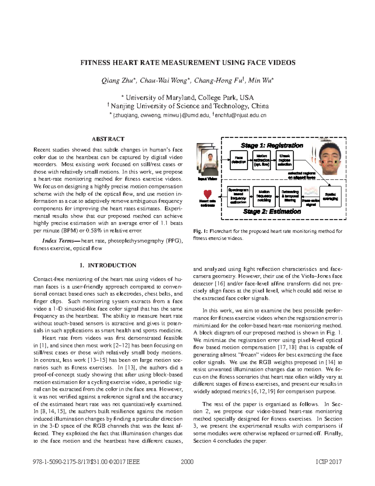 FITNESS HEART RATE MONITORING USING FACE VIDEOS - QIANG - Studocu