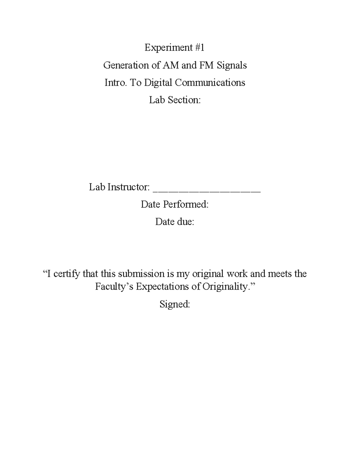 ELEC367 Lab 1: Generation and Analysis of AM & FM Signals - Studocu