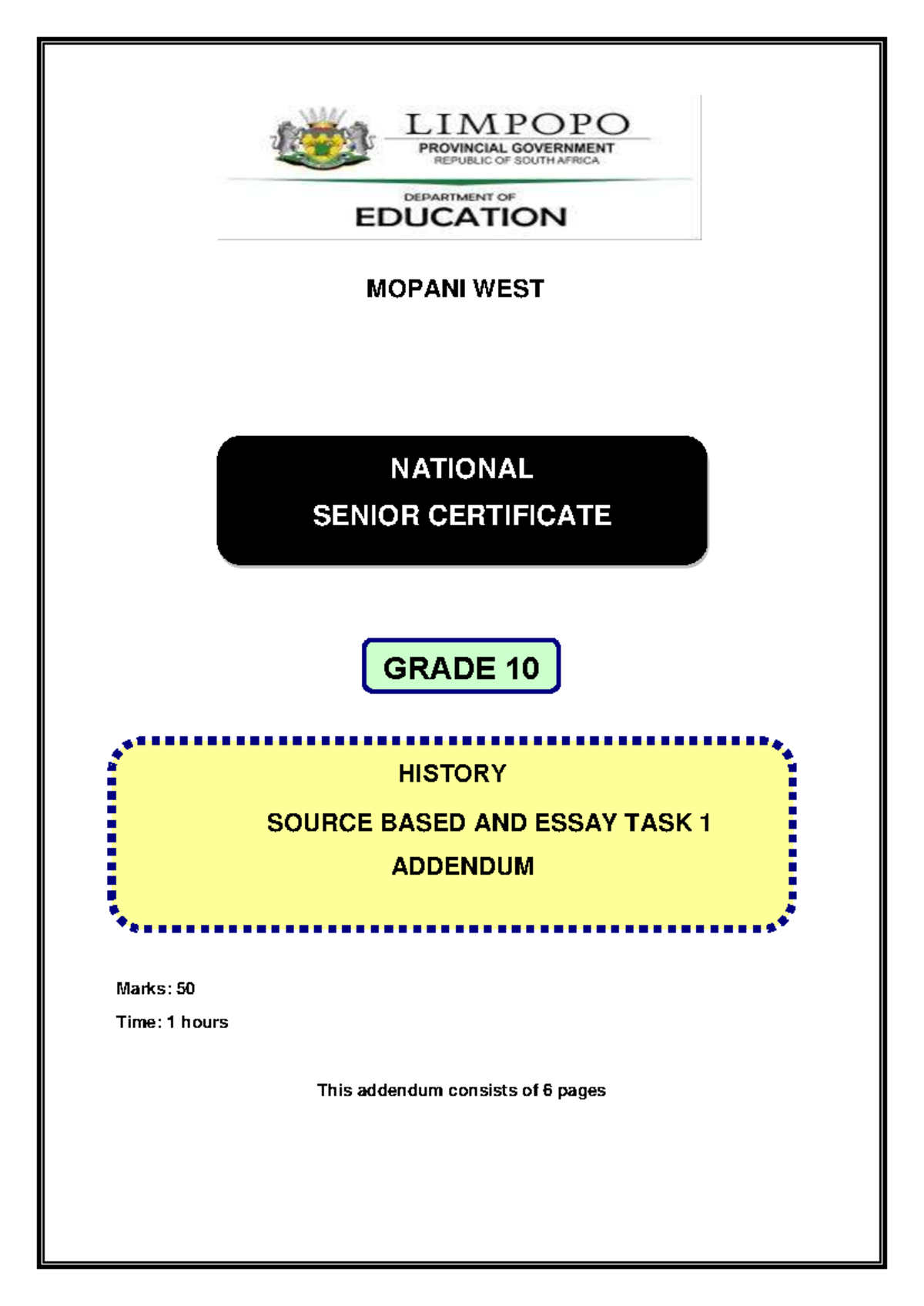 Grade 10 History Task 1 Addendum: Timbuktu's Influence on the Songhai ...
