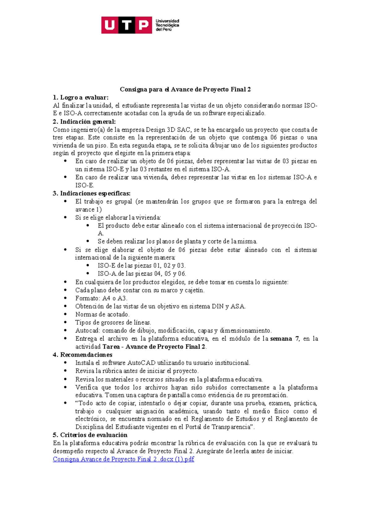 🔴 (AC-S18-PROY) - Proyecto Final: Dibujo de Ingeniería 3D - Studocu