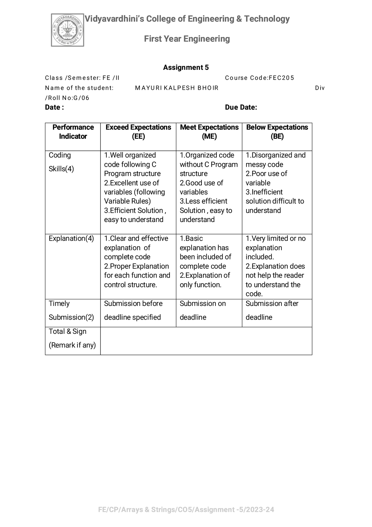 FEC 205 assignment 5: Understanding structures in C programming - Studocu