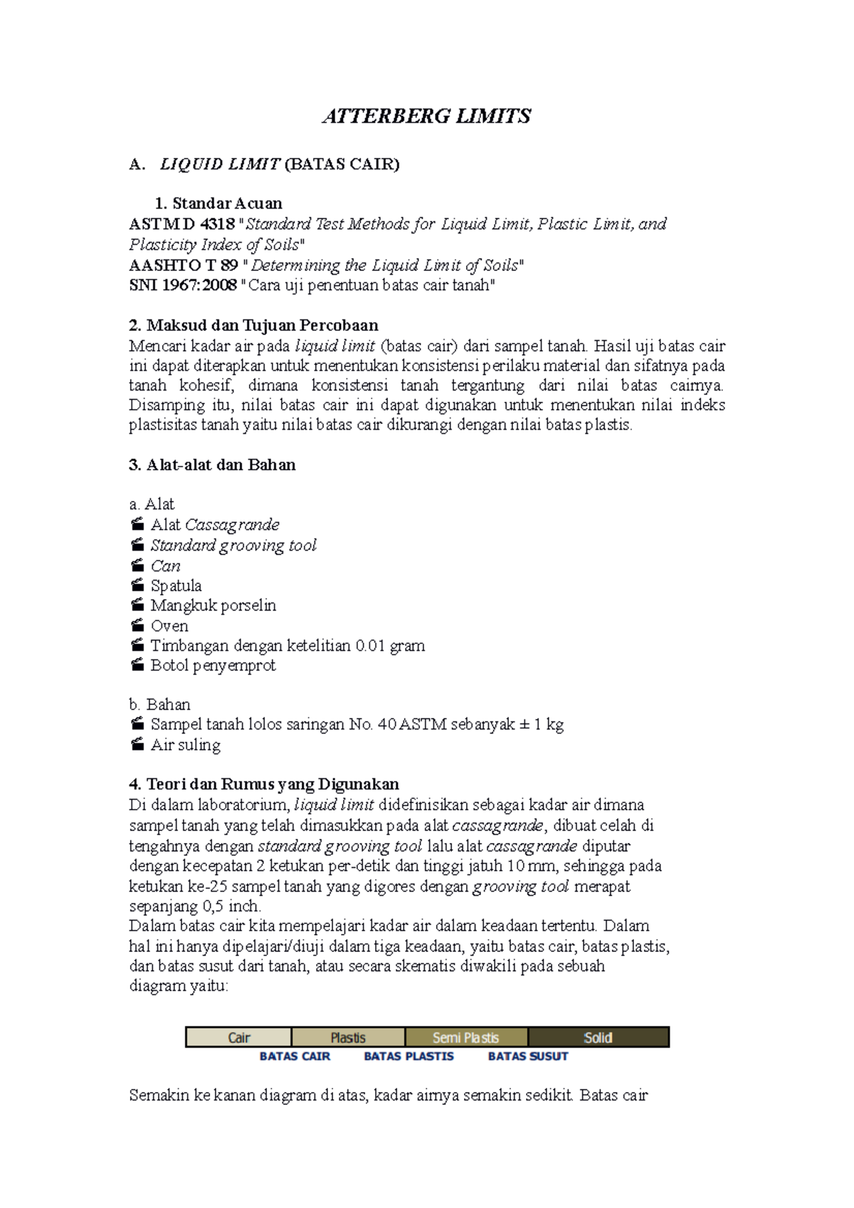 Atterberg Limits - Liquid Limit Test Procedures and Standards - Studocu