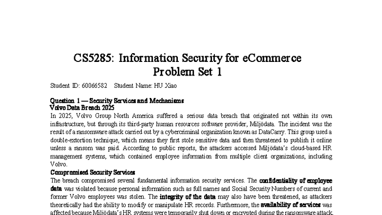 CS5285: Information Security for eCommerce Problem Set 1 Solutions ...