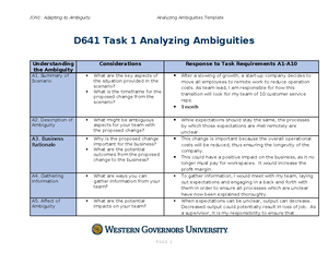 D081 - Task 1 - Passed - Task 1 Template Course/Assessment Code: D081 ...