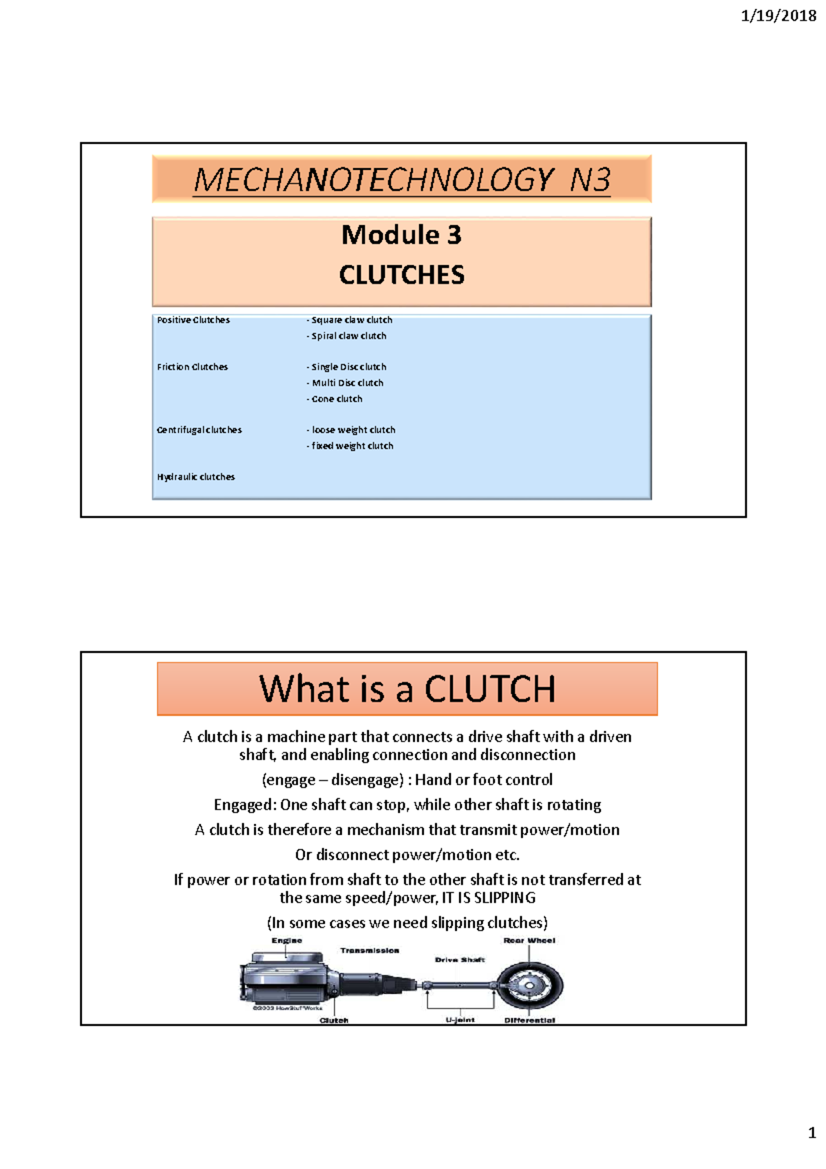 Mechano N3 - Module 3: In-Depth Study of Clutches and Mechanisms - Studocu