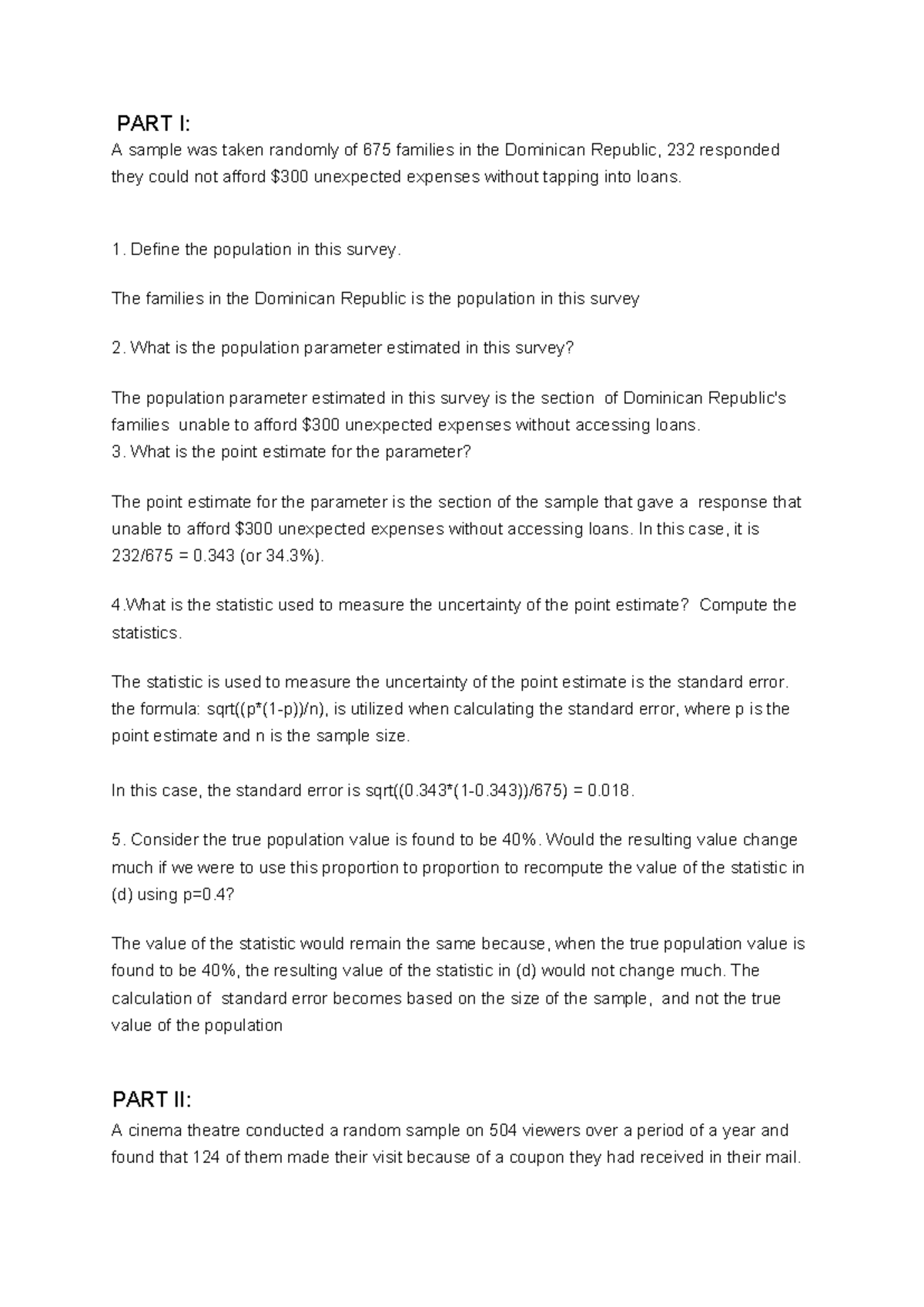 MATH 1281 Assignment 1 - Survey Analysis of Family Finances - Studocu