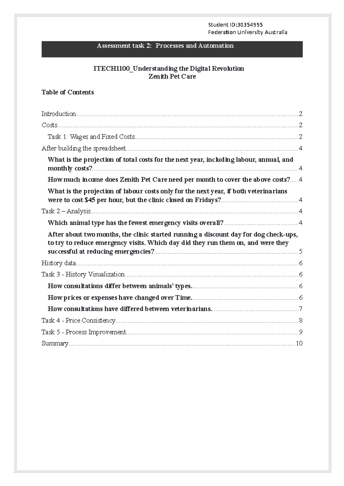 Assessment Task 2: Processes & Automation - ITECH1100 Final Report ...