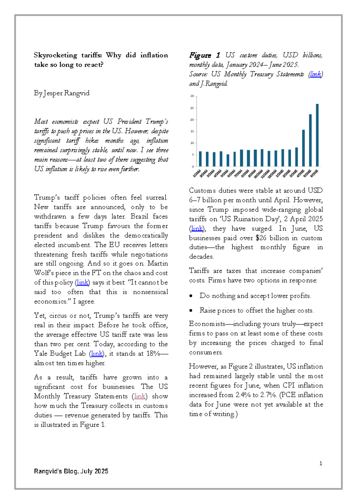 US Inflation and Tariffs: Analyzing Delayed Price Reactions - Studocu