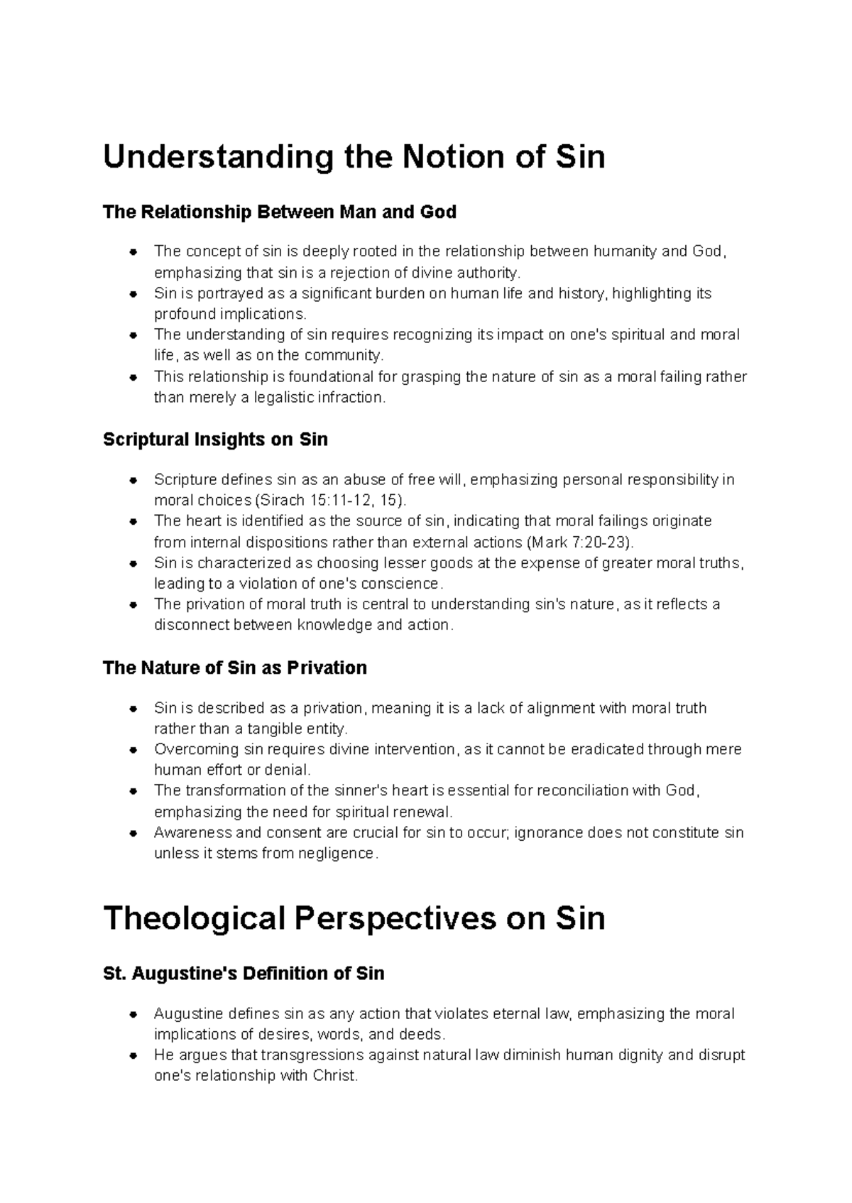 Theological Insights on Sin: A Comprehensive Study (TH101) - Studocu