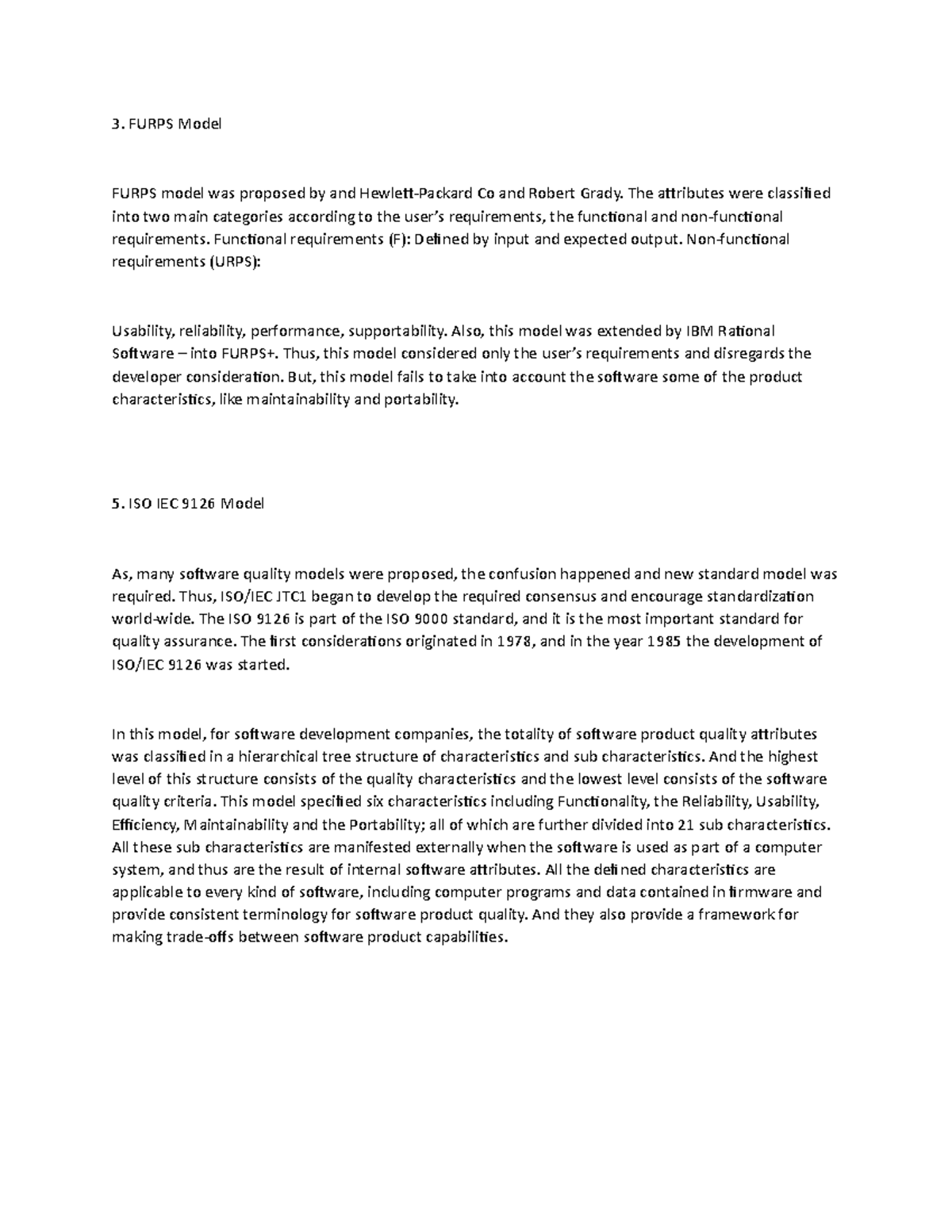 Software Quality Models: FURPS and ISO/IEC 9126 Explained - Studocu