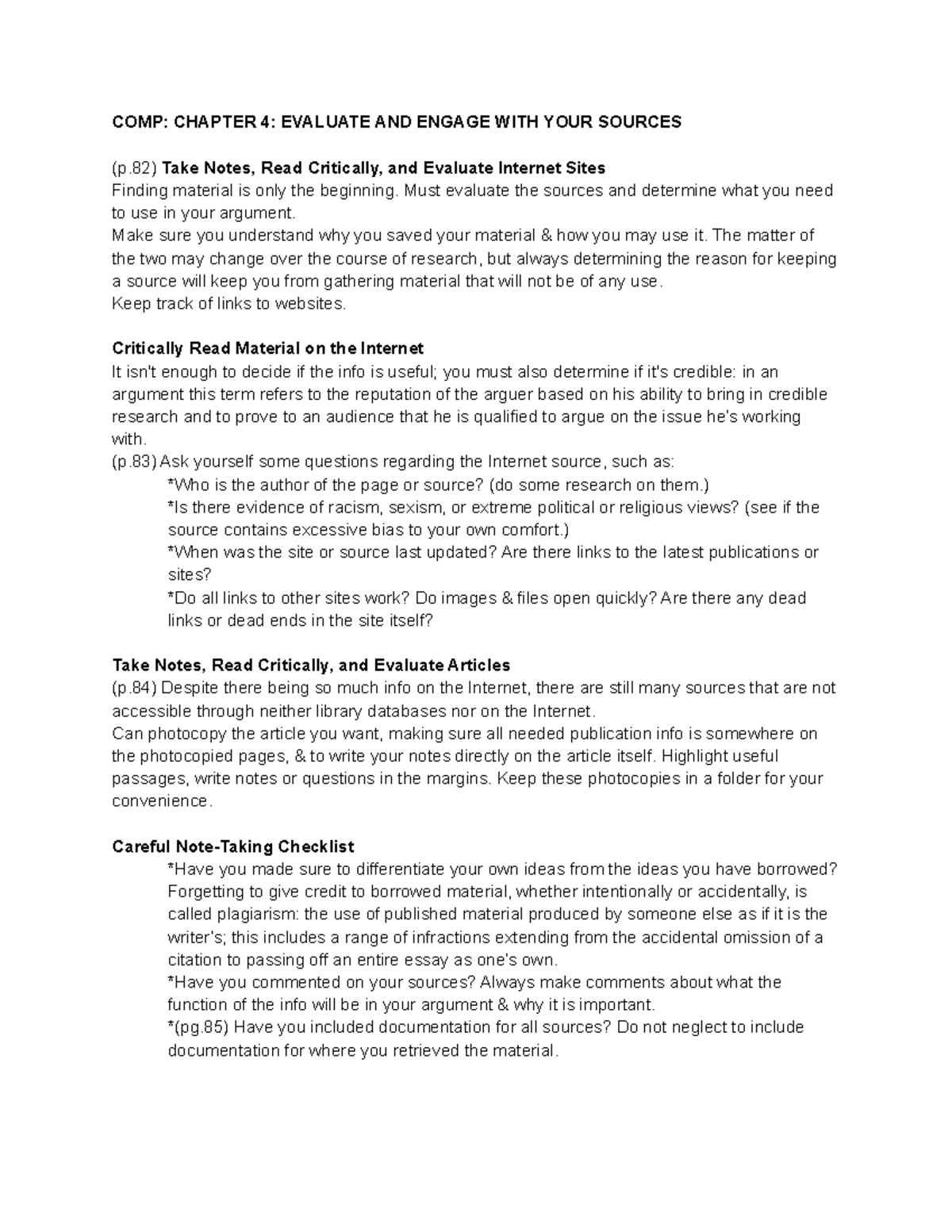 COMP Chapter 4: Evaluating and Engaging with Your Sources - Studocu