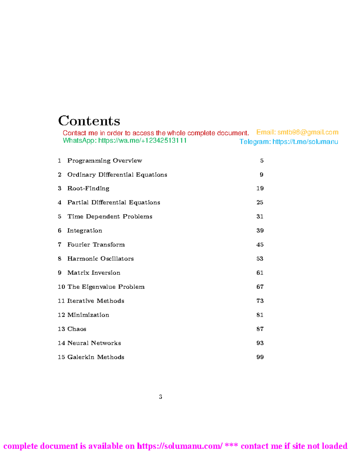 Solution Manual Computational Methods for Physics by Franklin - Contents Contact me in order to ...
