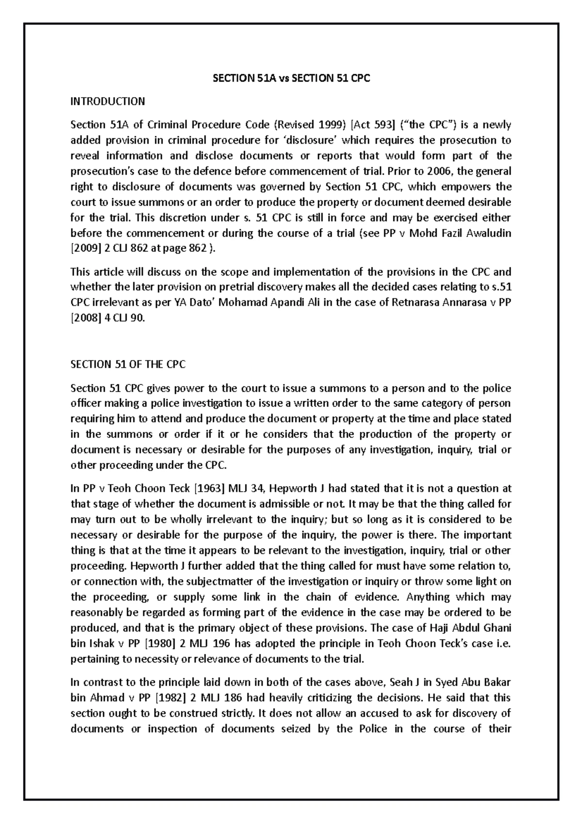 Sample s51A of the criminal procedure act - KANUN TATACARA JENAYAH ...