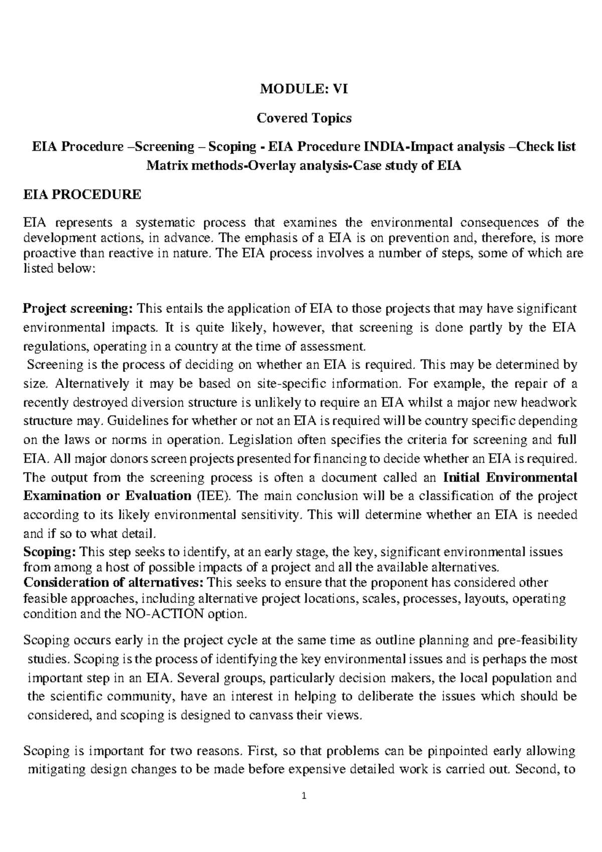 Module 3 Part 1 - Lecture notes Environmental impact assessment - KTU ...
