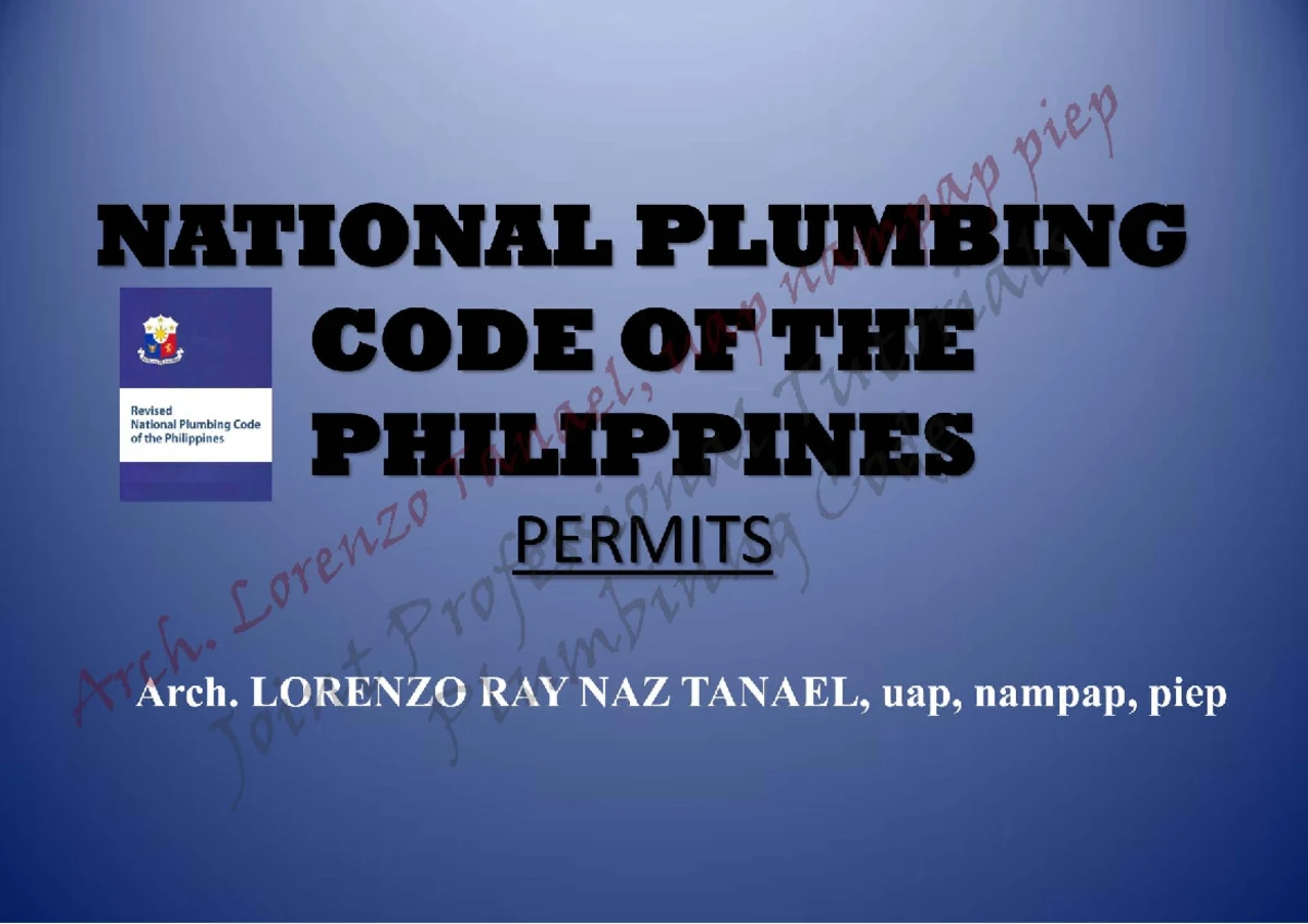 Revised National Plumbing Code of the Philippines (PIEP) - Introduction - Studocu