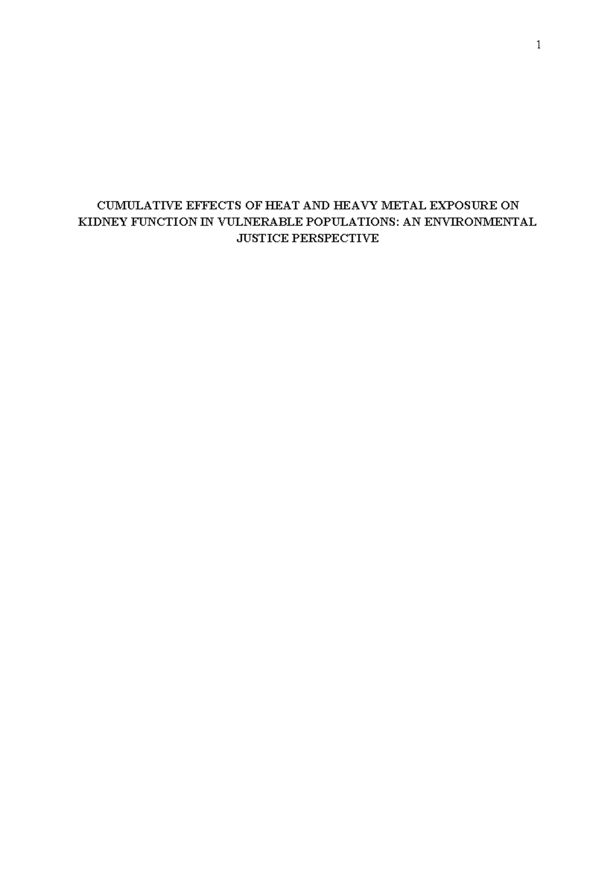 CUMULATIVE EFFECTS OF HEAT & HEAVY METALS ON KIDNEY FUNCTION: A ...