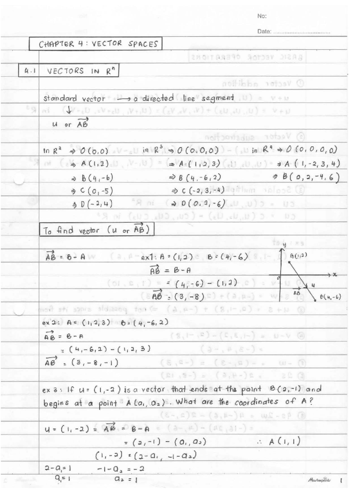 4.1 Vectors in real number - No: Date: CHAPTER 4: VECTOR SPACES догозу ...