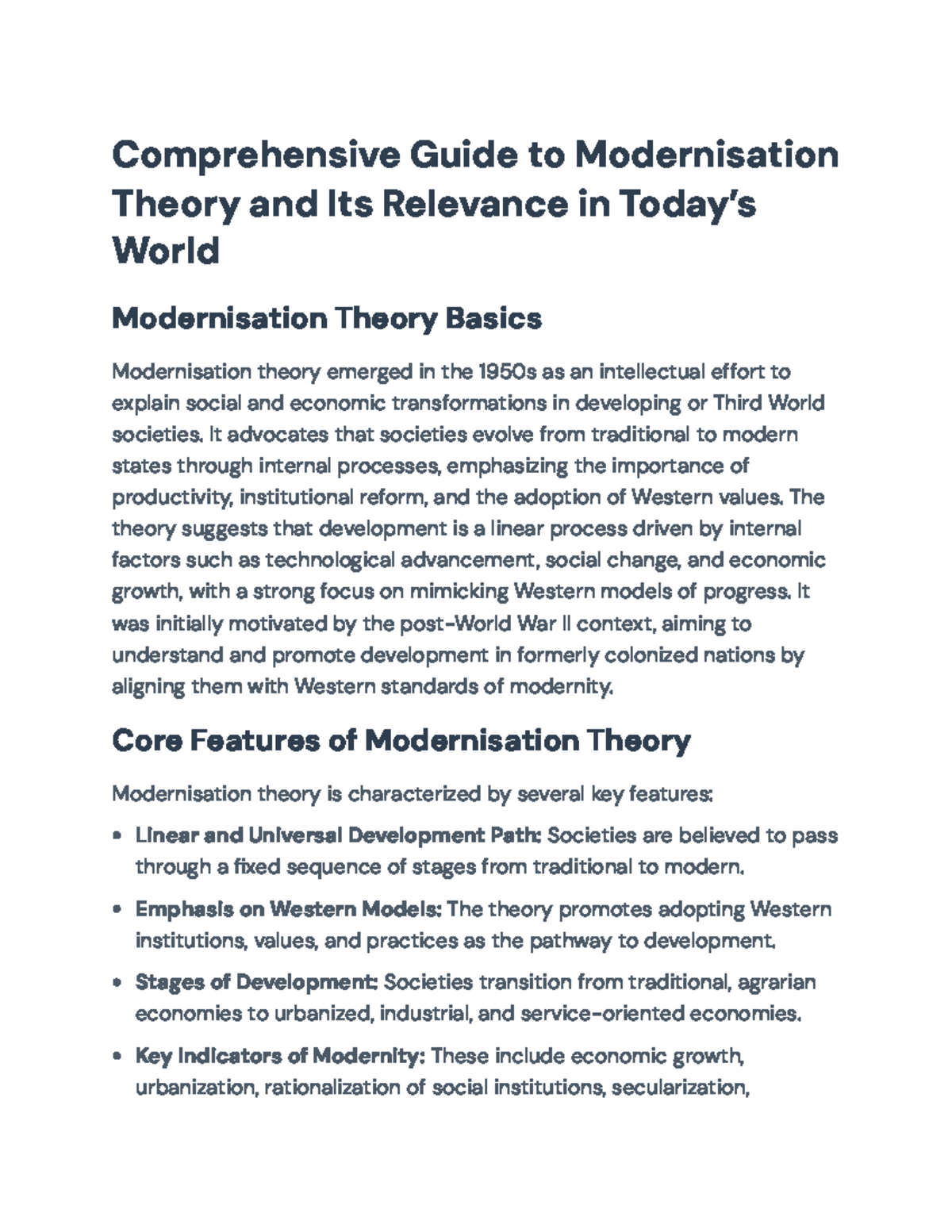 Comprehensive Guide to Modernisation Theory in Development Contexts ...