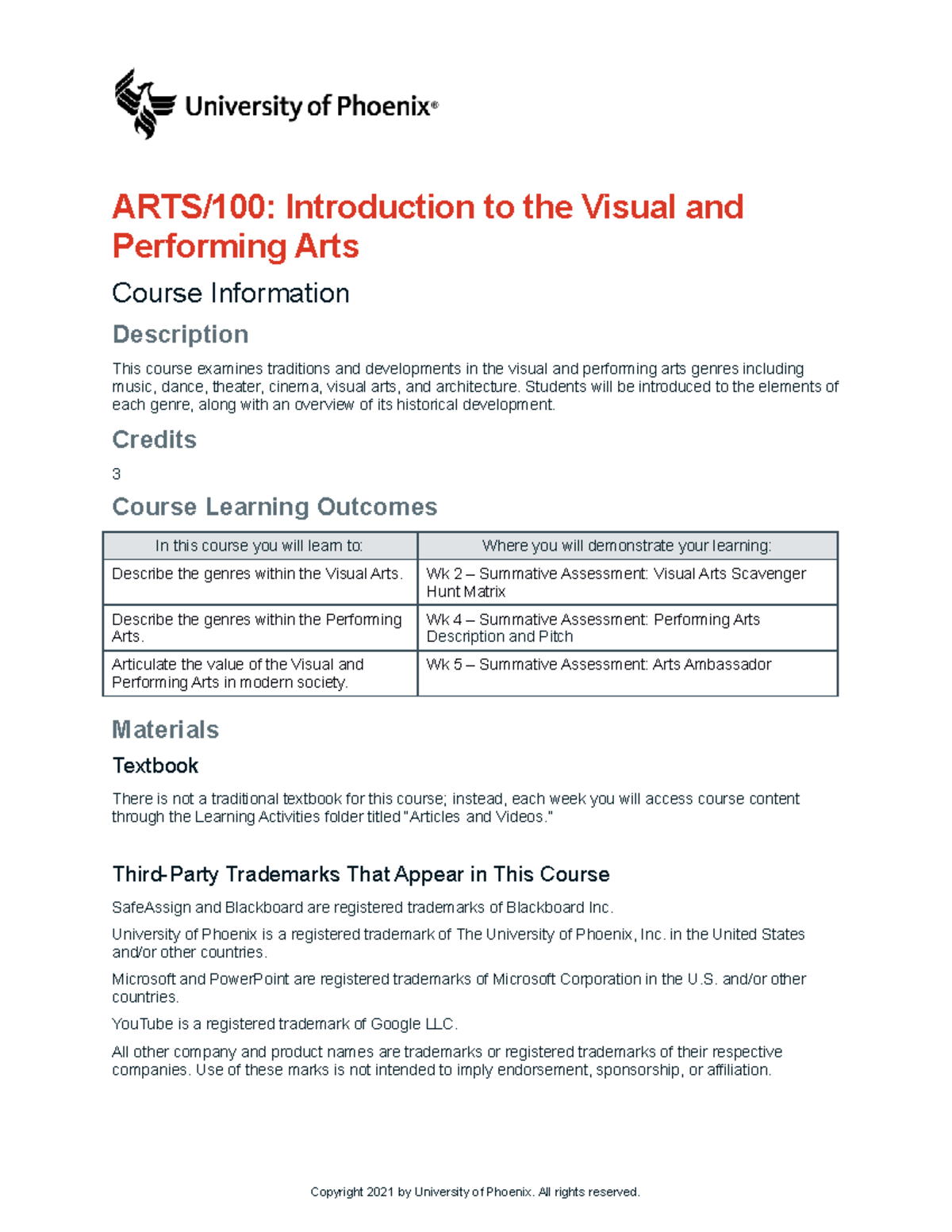 Arts100 v9 syllabus - ARTS/100: Introduction to the Visual and ...