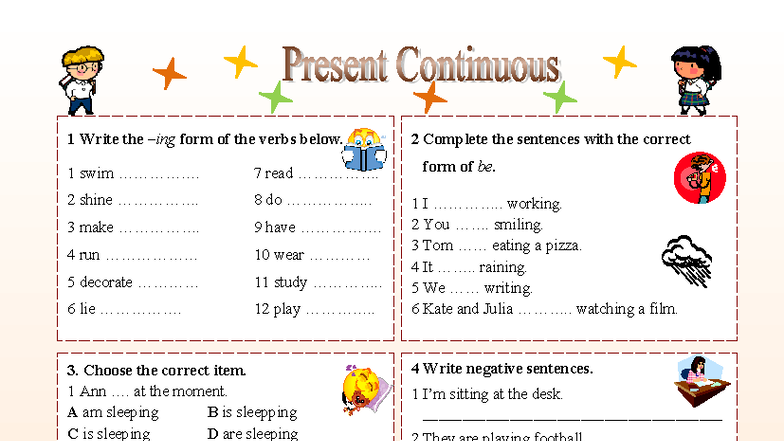 Present Continuous Grammar Drills & Tests 46103 - Studocu