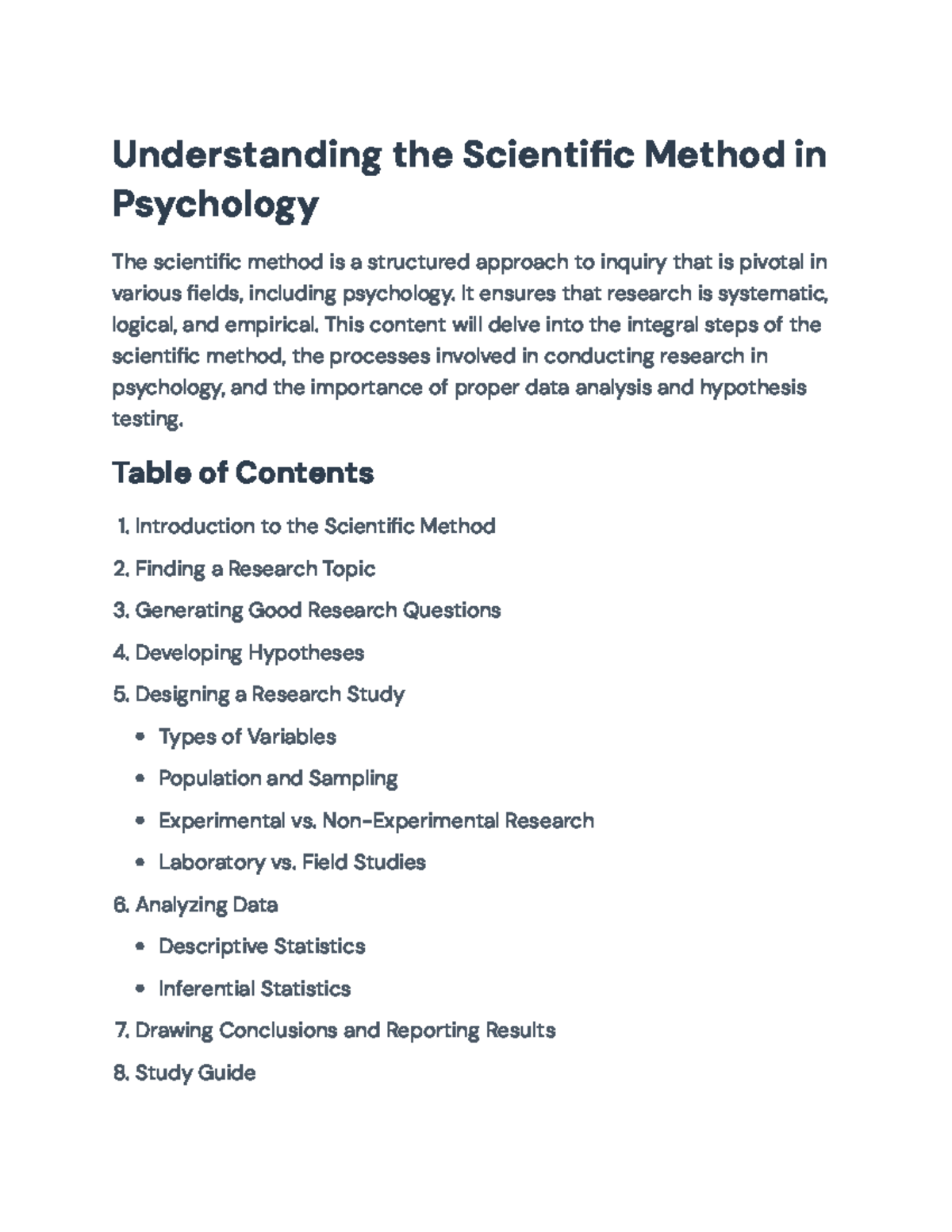 Understanding the Scientific Method in Psychology: A Study Guide - Studocu