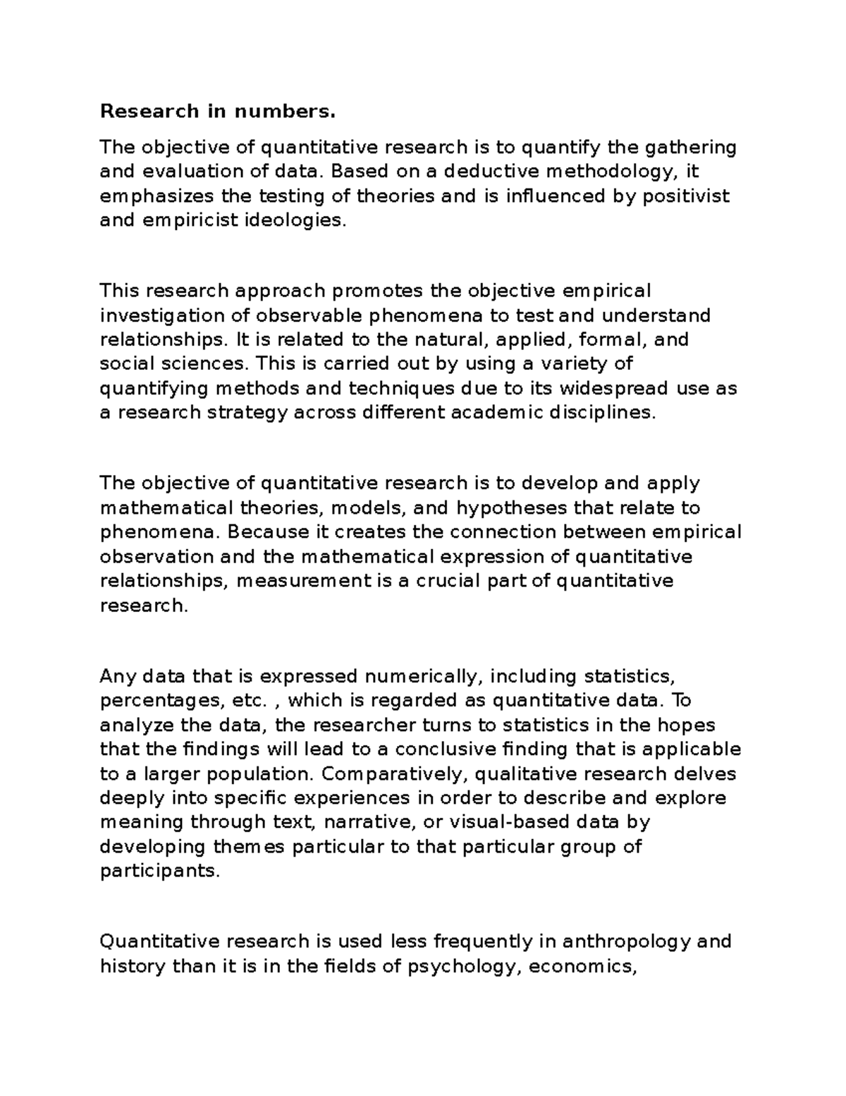 Research IN Number - Research in numbers. The objective of quantitative ...