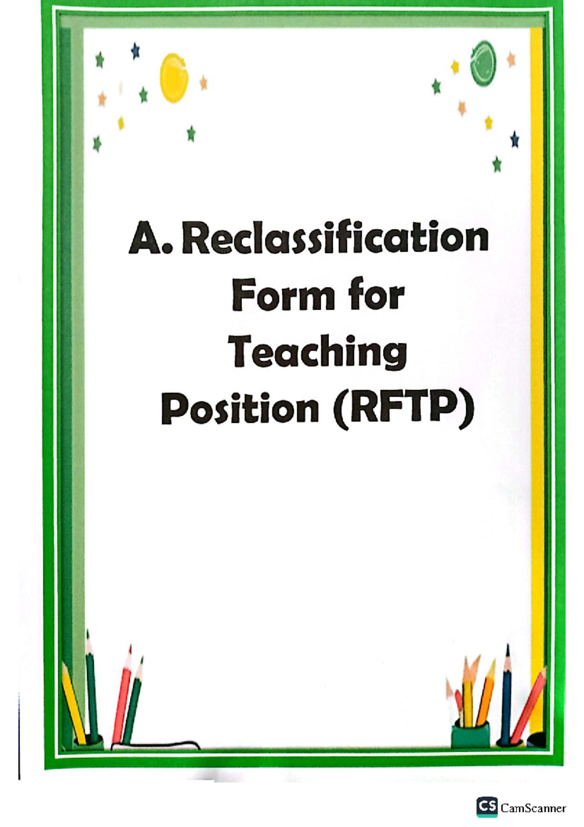 Reclassification Form for Teaching Position (RFTP) AV JC 01, s.2025 ...