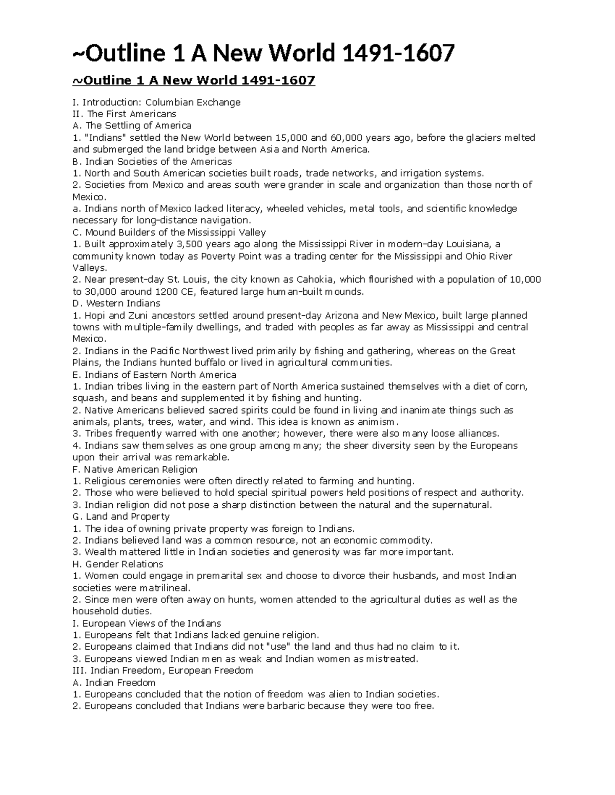 Outline: A New World (1491-1607) - Key Themes and Societies - Studocu