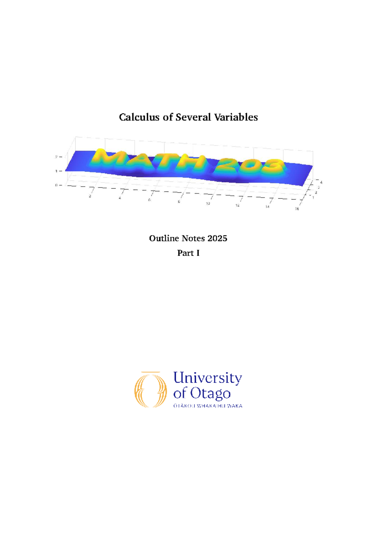 MATH203 Calculus of Several Variables Outline Notes 2025, Part I - Studocu