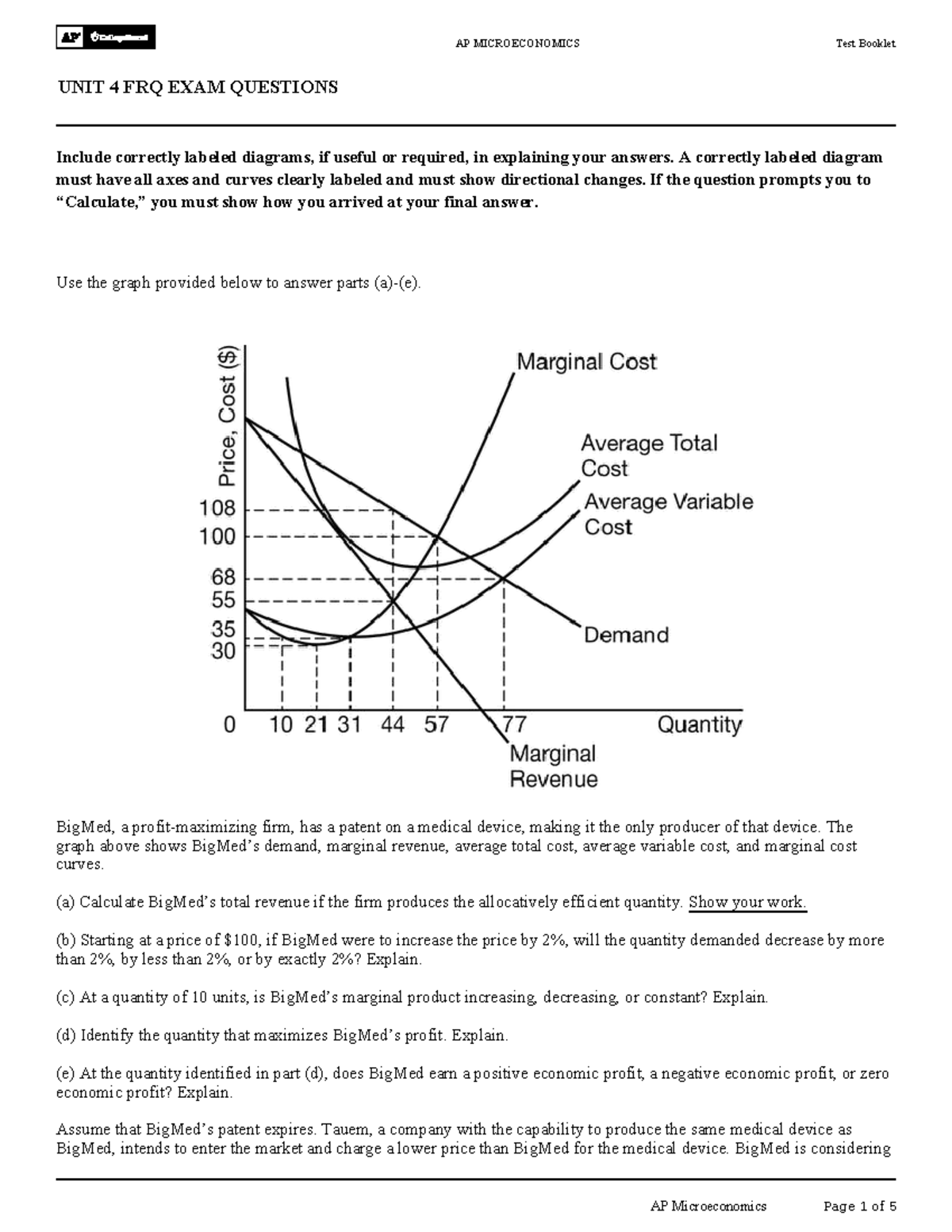 AP MICROECONOMICS UNIT 4 FRQ Exam Questions & Solutions - Studocu