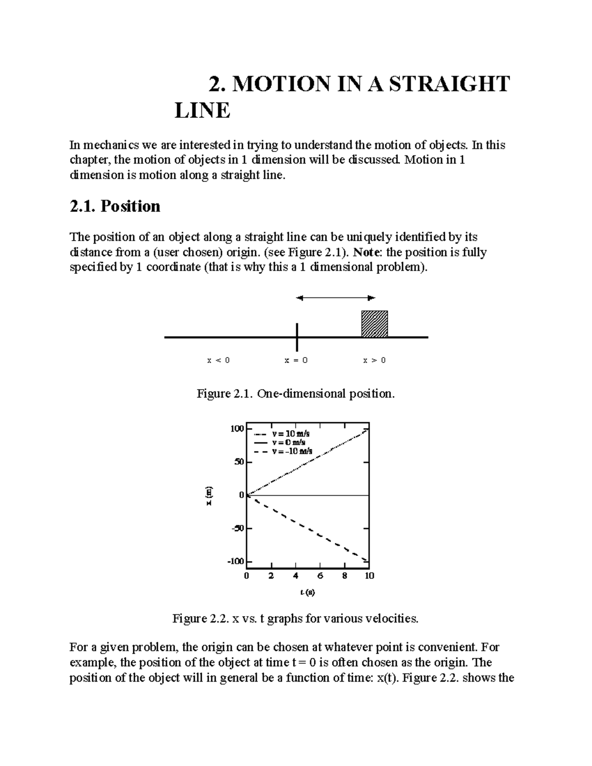**PHYS 101: Motion in a Straight Line - Lecture Notes** - Studocu
