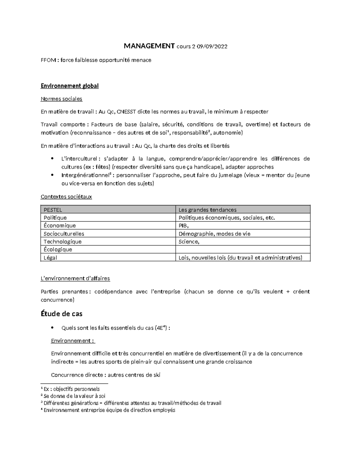 Ndc management séance 2 - MANAGEMENT cours 2 09/09/ FFOM : force ...