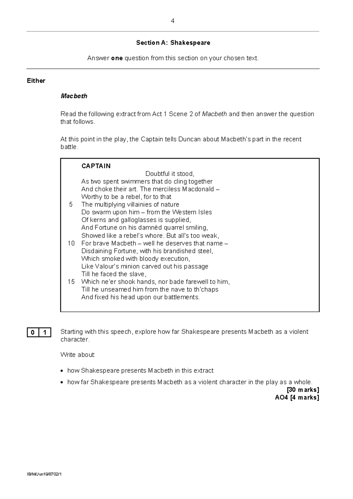 AQA English Literature GCSE: June 2019 Macbeth Analysis Essay - Studocu