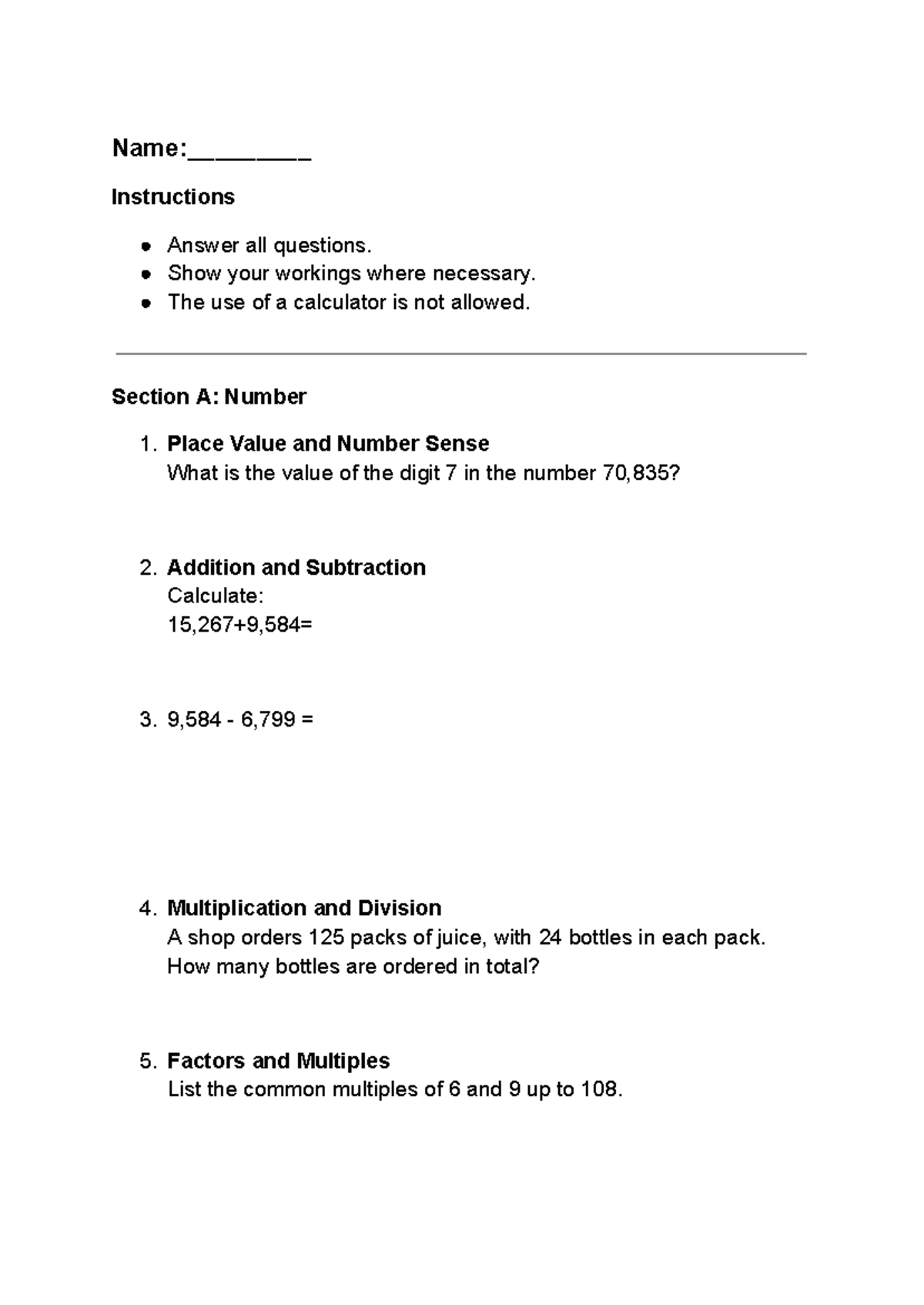 Checkpoint Practice Test 2: Math Concepts & Problem Solving - Studocu