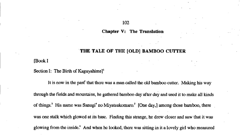 102 Chapter V: The Tale of the Bamboo Cutter - Translation Notes - Studocu