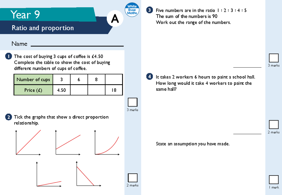 Year 9 Maths: Ratios, Proportions, and Direct Relationships Exam - Studocu
