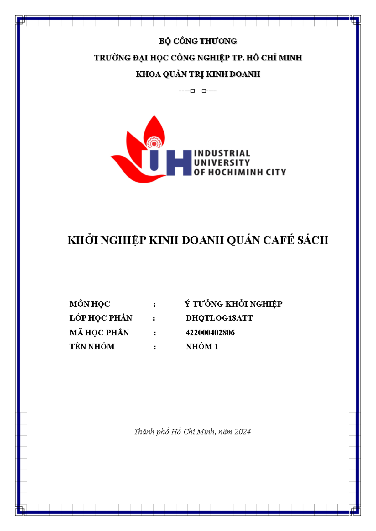 Khởi Nghiệp Kinh Doanh Quán Cafe Sách - Ý Tưởng KHDT DHQTLOG18ATT - Studocu