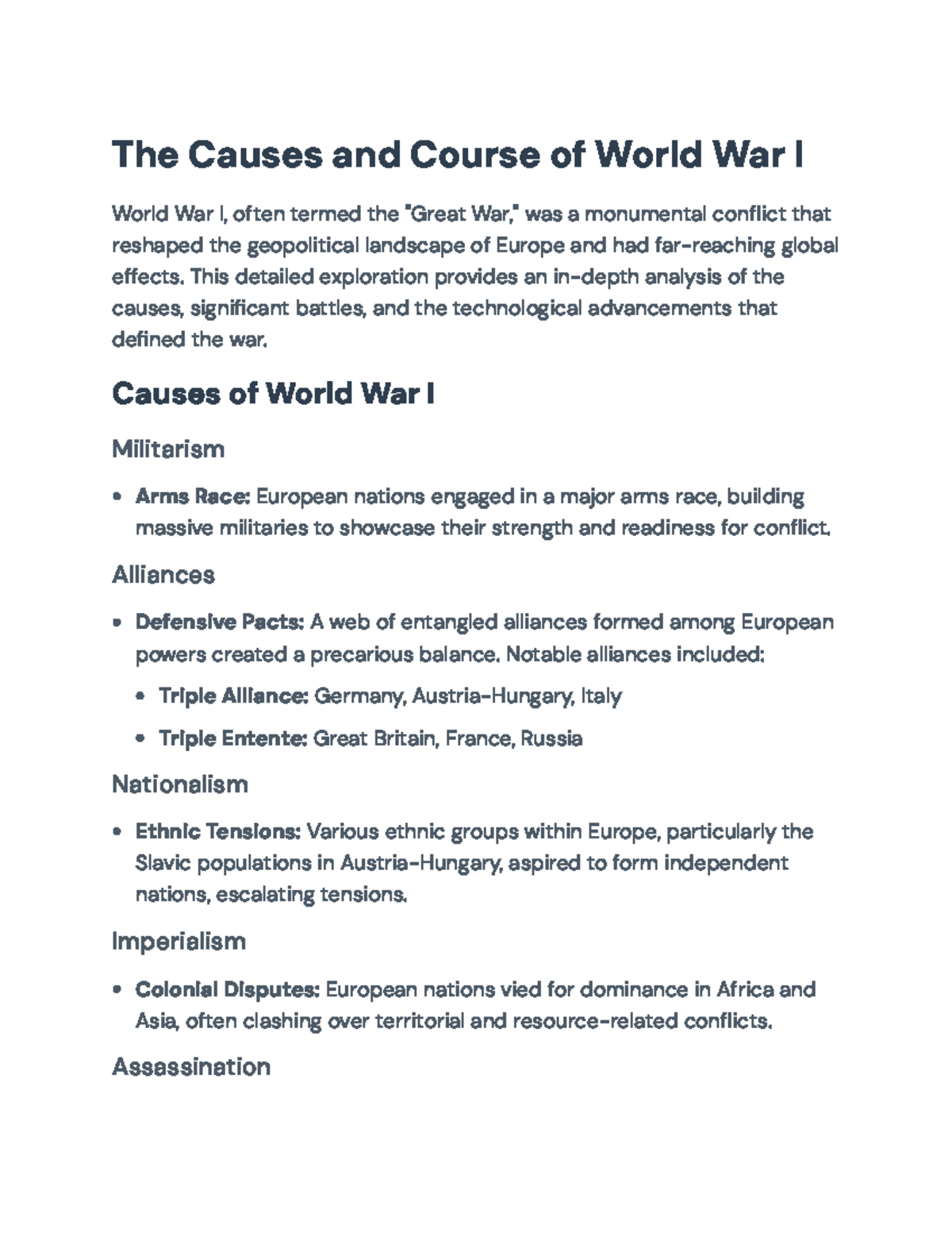 World War I: Causes, Major Battles, and Impact Analysis - The Causes ...