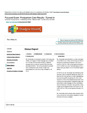 Shadow Health® │ Postpartum care SBAR - 6/7/23, 10:26 AM | Shadow ...