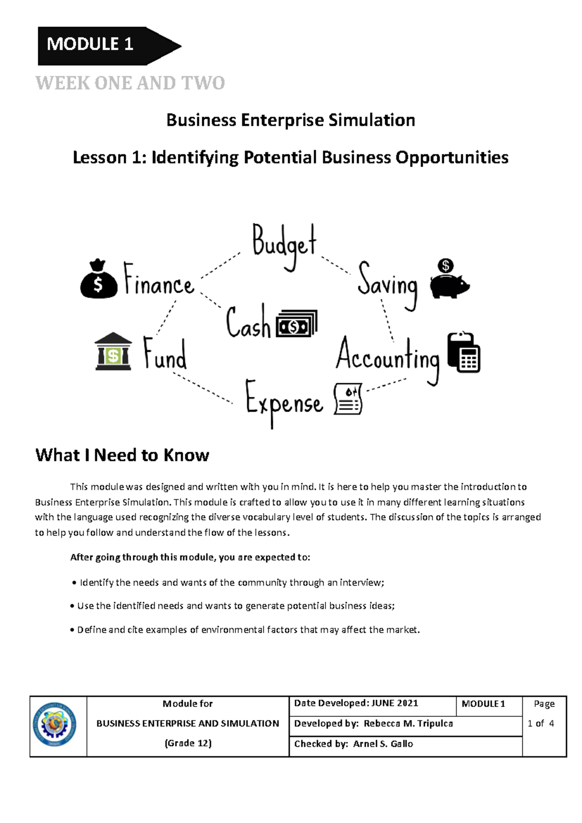 Business Enterprise & Simulation - Weeks 1 & 2 Overview - Studocu
